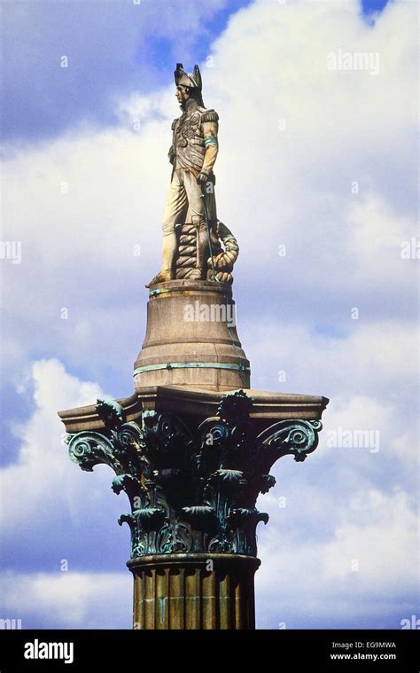 Close Up View Of The Statue Of Admiral Horatio Nelson Nelsons Column