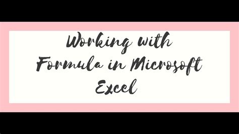 the basics of formulas and functions in microsoft excel youtube