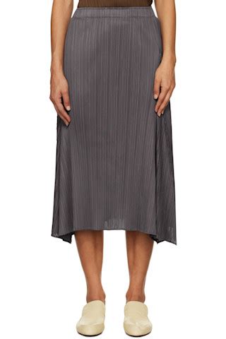 PLEATS PLEASE ISSEY MIYAKE Gray Efficient Square Midi Skirt SSENSE
