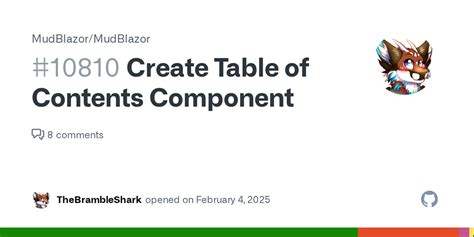 Create Table Of Contents Component · Issue 10810 · Mudblazormudblazor · Github