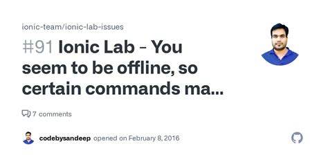 Ionic Lab You Seem To Be Offline So Certain Commands May Not Work Right Now · Issue 91
