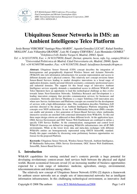 pdf ubiquitous sensor networks in ims an ambient intelligence telco