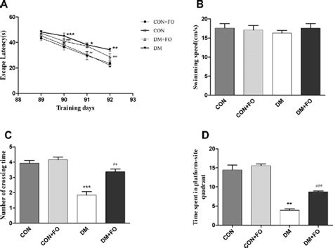 the spatial learning and memory ability of rats in different groups