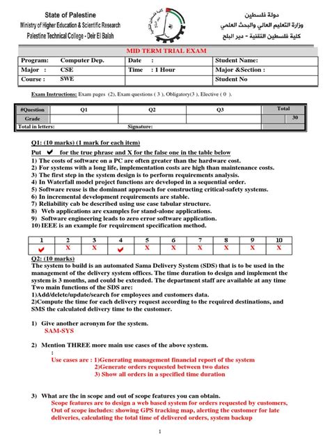 Swe Mid Term Example Pdf Use Case Software