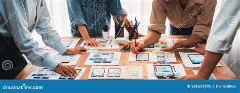 Creative Front End Developer Brainstorming Ui Design Scrutinize Stock Image Image Of Group