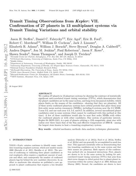 Pdf Transit Timing Observations From Kepler Vii Confirmation Of 27