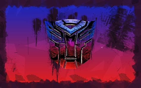 Download Transformers Grunge Logo 4k Colorful Grunge Background Transformers Abstract Logo