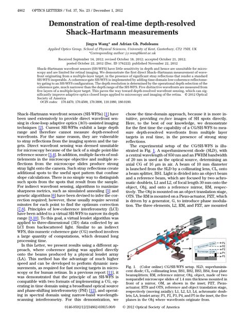 Pdf Depth Resolved Wavefront Aberrations Using A Coherence Gated