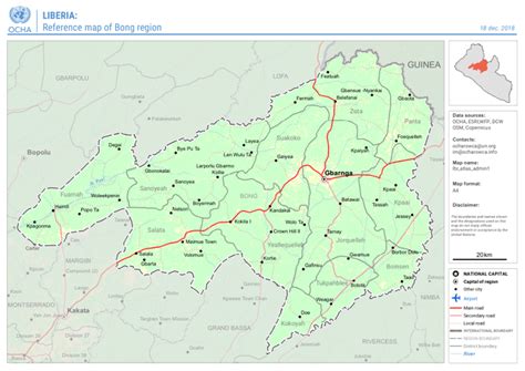 Liberia Reference Map Of Bong Region As Of 18 December 2018 Ocha