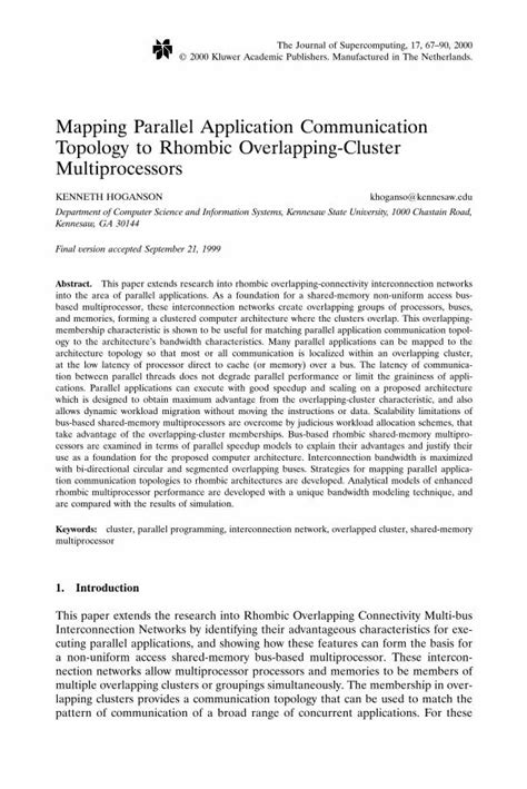 pdf mapping parallel application communication topology to rhombic