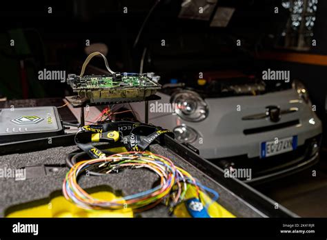 Rome Italy 29 September 2022 Tuning Car Ecu Electronic Detail Of Car Ecu Bench Reading Method