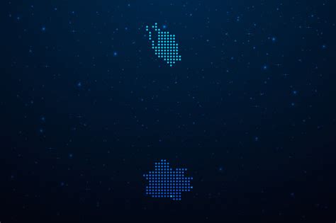 앤티가바부다 미래 지향적인 스타일의 점선 지도 별 선 점으로 만든 빛나는 윤곽선 통신 진한 파란색 배경에 인터넷 기술 개념 0명에 대한 스톡 벡터 아트 및 기타 이미지