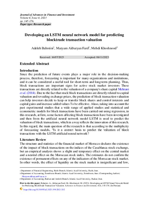 Pdf Developing An Lstm Neural Network Model For Predicting Blocktrade
