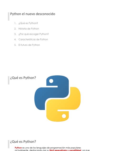 Introducción A Python Historia Y Usos Pdf Python Lenguaje De