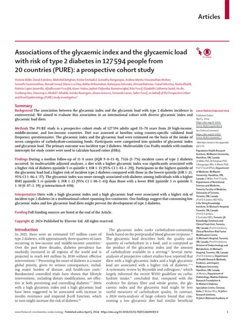 Associations Of The Glycaemic Index And The Glycaemic Load With Risk Of Type 2 Diabetes In 127