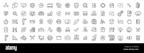 Business And Marketing Line Icons Collection Big Ui Icon Set Thin Outline Icons Pack Vector