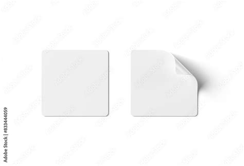 Blank Squared Sticker Mockup Isolated Square Label Template 3d