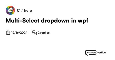 multi select dropdown in wpf c