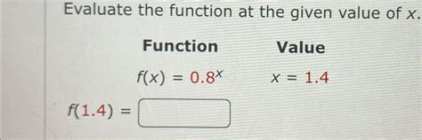 solved evaluate the function at the given value of x