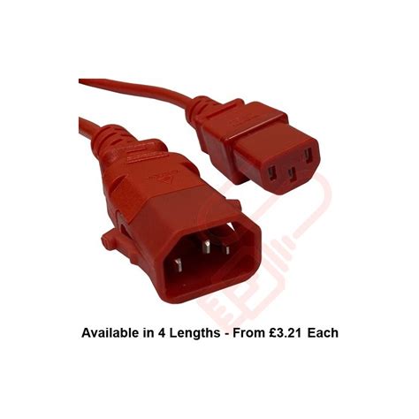 P Lock C13 To C14 10a Power Cables Red Networking Cables