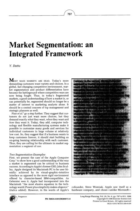 PDF Market Segmentation An Integrated Framework