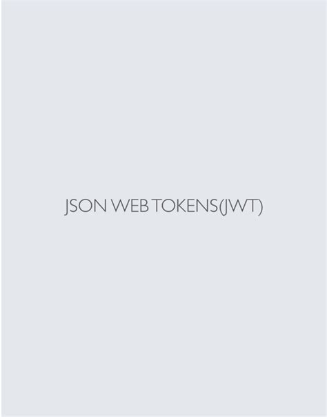 Json Web Tokensjwt