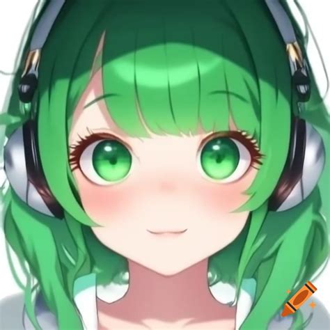 Serious Anime Girl With Blond Green Hair And Dark Pink Eyes Casual Emo