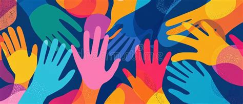 Vibrant Colorful Hands Showing Teamwork Diversity And Creative Unity Stock Illustration