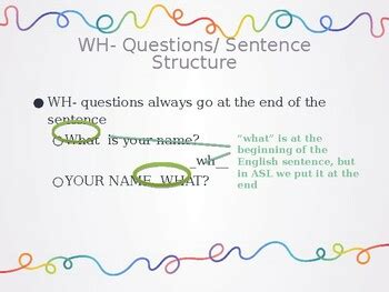 ASL Level Basic Sentence Structure Unit WH YN Questions Powerpoint