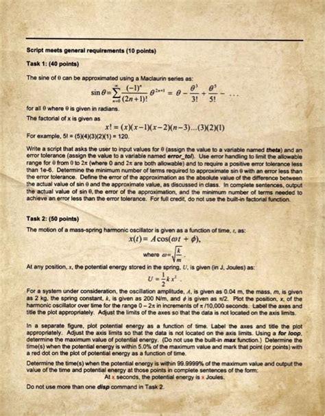Solved Write A Matlab Script That Will Accomplish The Tasks