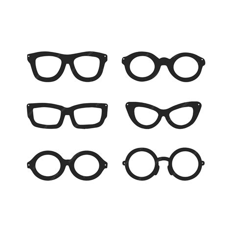 Premium Vector Set Of Black Silhouette Glasses Optic Illustration