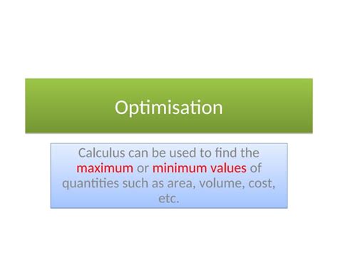 Optimisation Calculus A1ppt For Mathematics Ppt