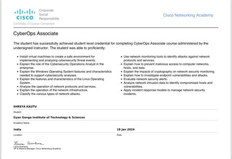 I Earned A Cisco Cyberops Certification Shreya Kautu Posted On The