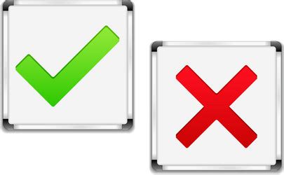 Green And Red Check Mark Cross Icon Royalty Free Vector