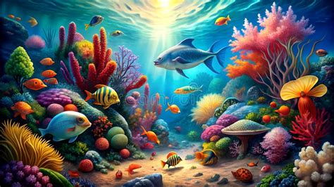 A Glimpse Into The Depths Of The Ocean A Surrealist Oil Painting