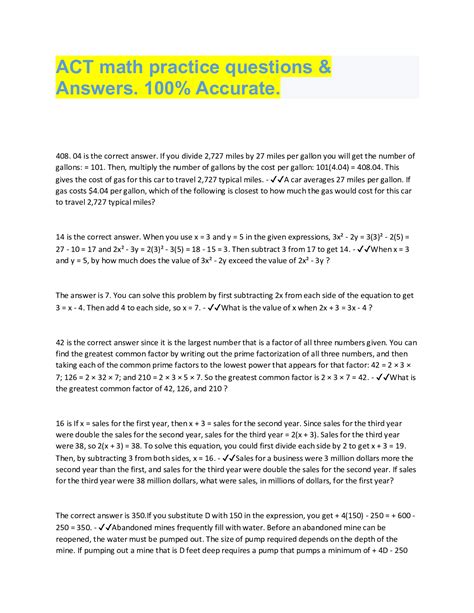 Act Math Practice Questions And Answers 2022 Scholarfriends