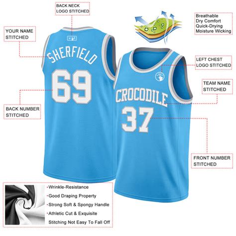 Custom Sky Blue White Gray Authentic Basketball Jerse Discount Fansidea
