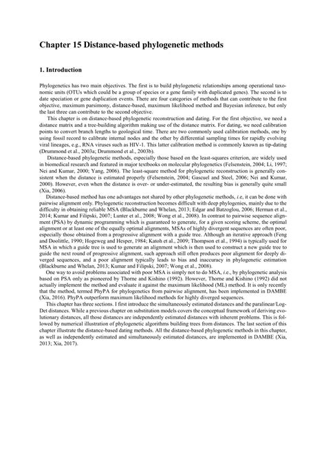pdf distance based phylogenetic methods