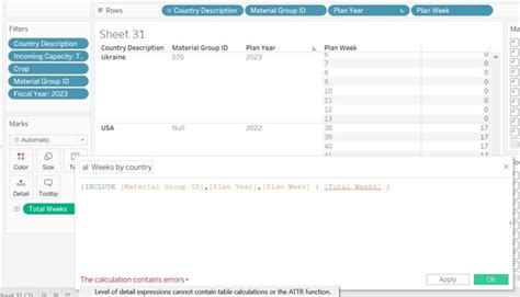 Level Of Detail Expression Cannot Contain Table Calculations I Need To