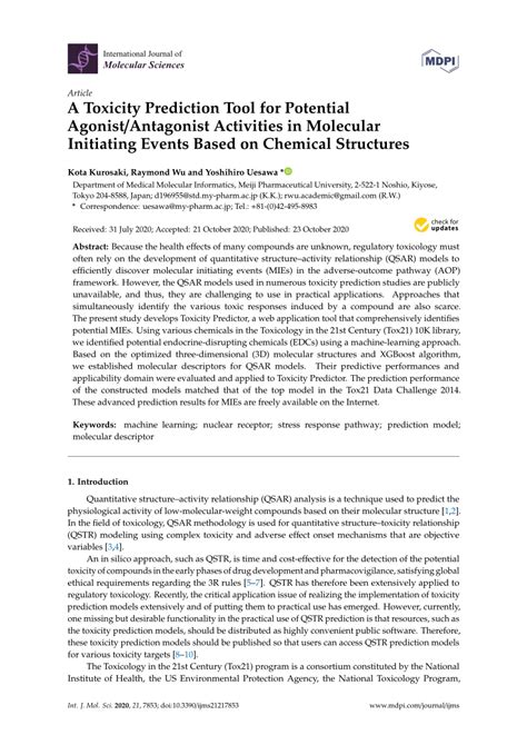 Pdf A Toxicity Prediction Tool For Potential Agonistantagonist Activities In Molecular