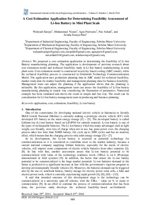 Pdf A Cost Estimation Application For Determining Feasib I Lity