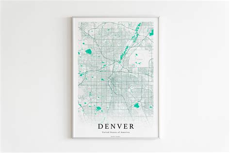 Poster Denver Usa Map Denver Print United States Poster Wall Art City