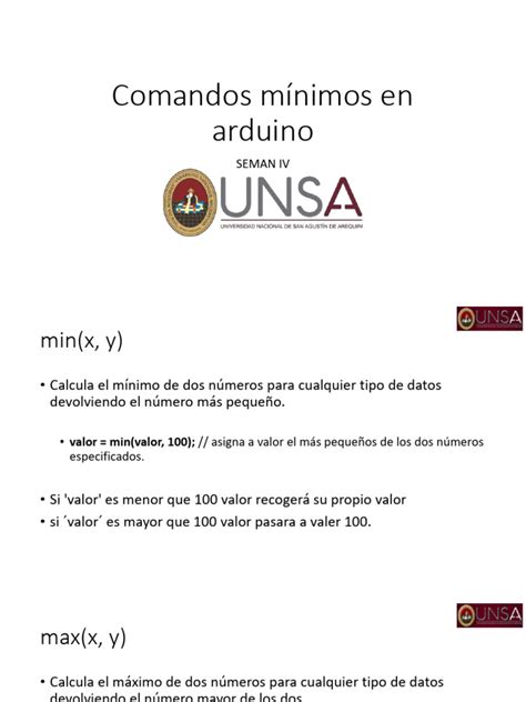 Semana Iv Comandos Mínimos En Arduino Pdf De Entrada Y Salida Arduino