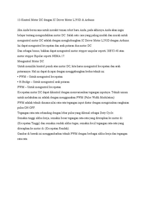 13 kontrol motor dc dengan ic driver motor l293d arduino pdf