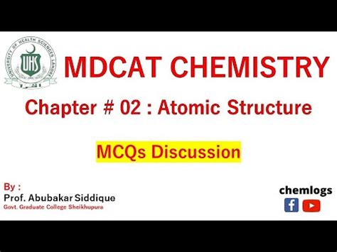 Atomic Structure MCQs Discussion MDCAT Chemistry Chapter 2 YouTube
