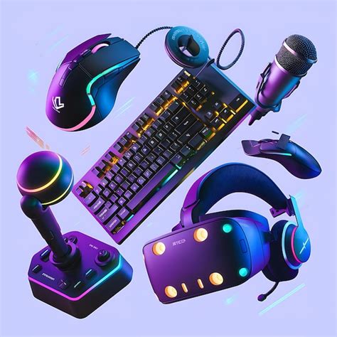 Premium Photo Flying Gaming Gears Like Mouse Keyboard Joystick