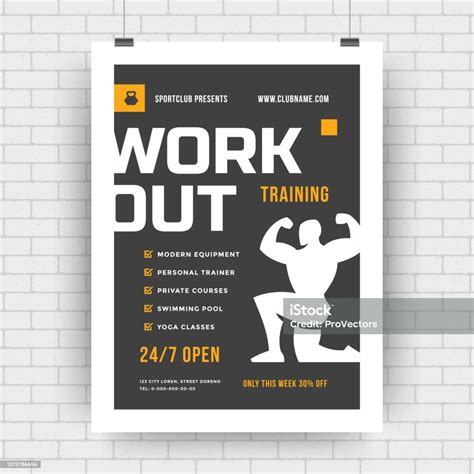 스포츠 이벤트 토너먼트 또는 챔피언십 현대 타이포그래피 벡터 일러스트레이션을 위한 피트니스 전단지 레이아웃 템플릿 디자인