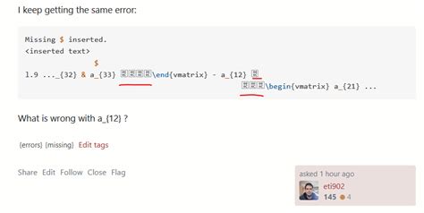 Errors Missing In Math Mode TeX LaTeX Stack Exchange