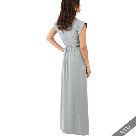 Womens Ladies Short Sleeve Maxi Cotton Dress Long Jersey Beach Cover