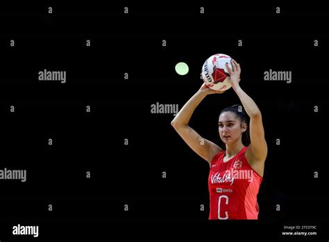 Englands Ellie Rattu In Action During The Vitality Netball International Series Match At The